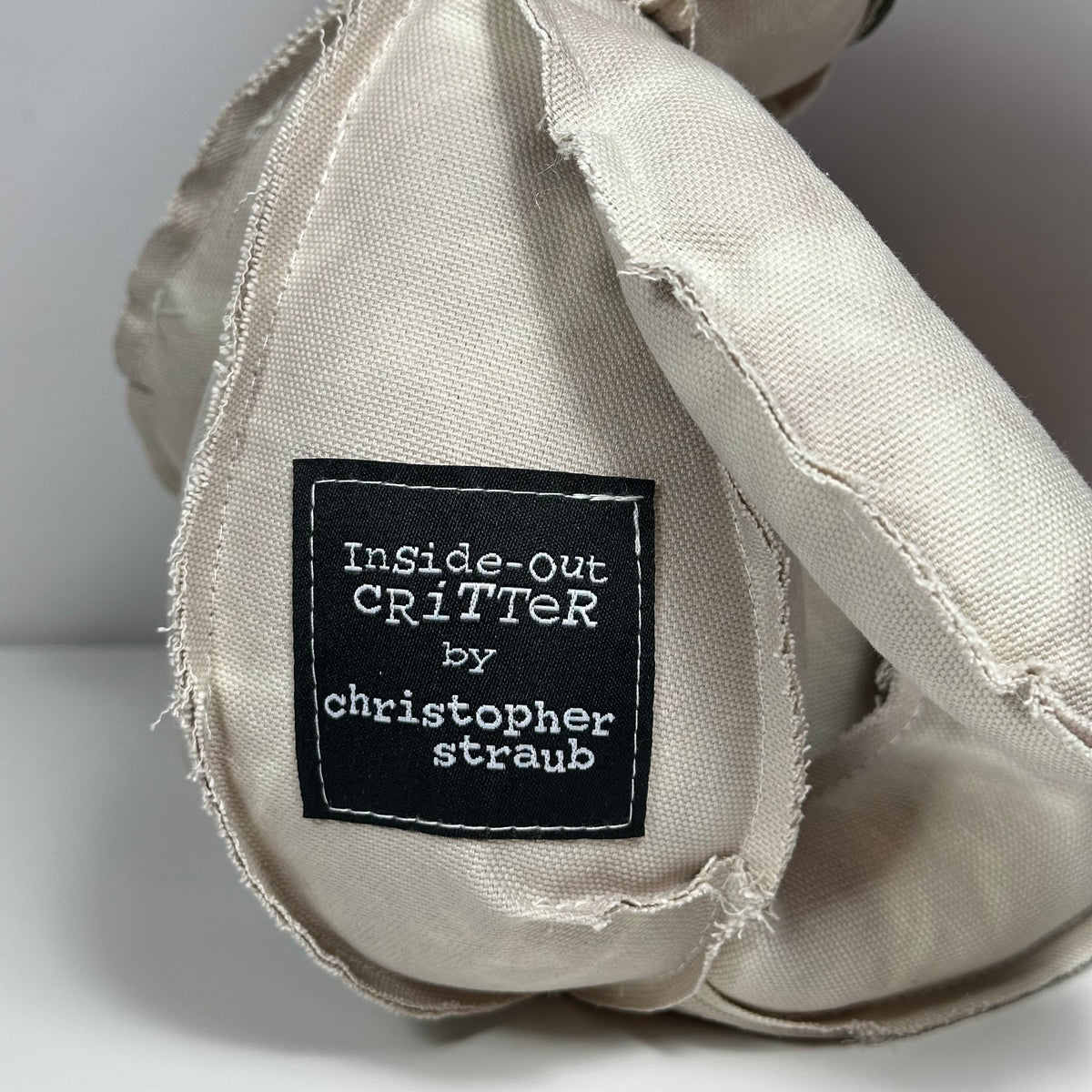 Handmade Inside-Out Bear 14" IVORY/MOSS – christopher straub collection